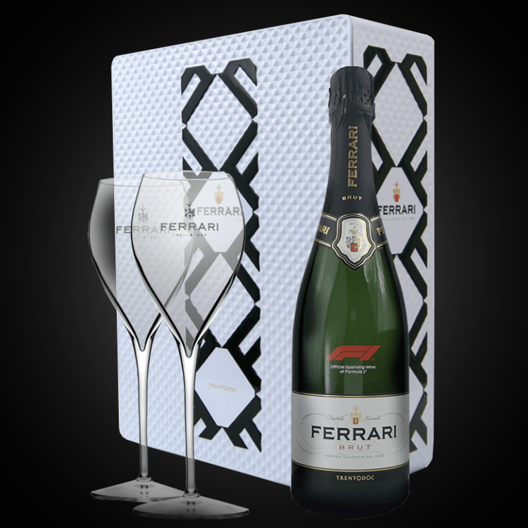 Ferrari, White Gift Box - Special Edition F1 fles + 2 Flûtes - F1 Podium